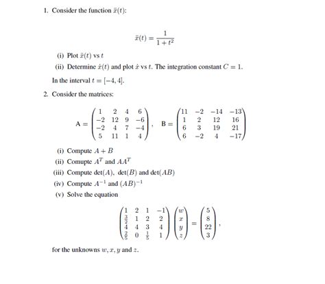 solved 1 consider the function x¨ t x¨ t 1 t21 i plot