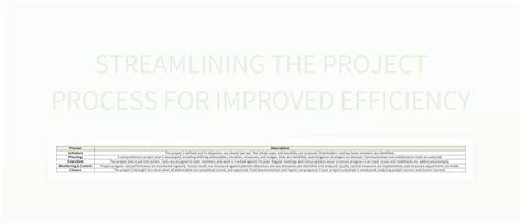 Streamlining The Project Process For Improved Efficiency Excel Template