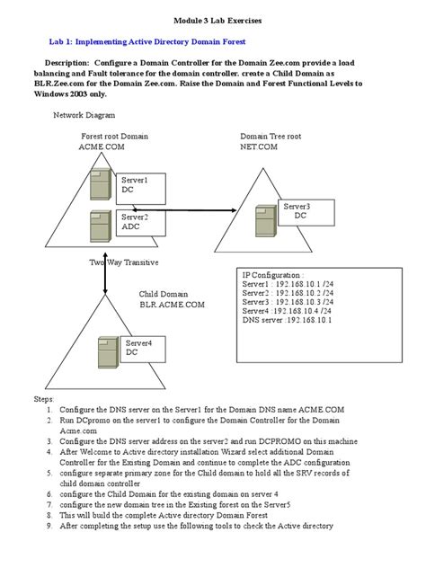 lab 1 implementing active directory domain forest pdf group policy