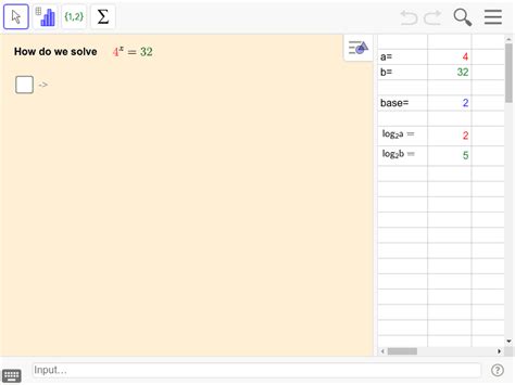 Solving Exponential Equation Geogebra