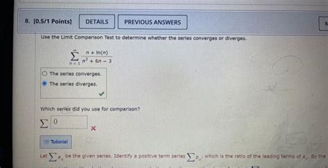 solved use the limit comparison test to determine whether