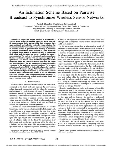 Pdf An Estimation Scheme Based On Pairwise Broadcast To Synchronize