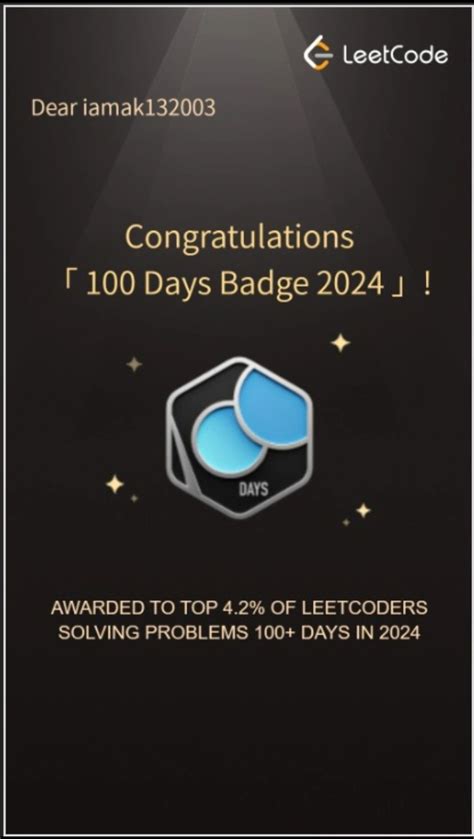 🚀 Excited To Share That Ive Received The Prestigious 100 Days Badge