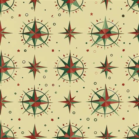 Download Seamless Compass Circle Pattern In Red Green And White On