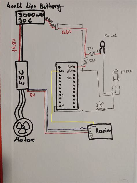 control power led brightness and brushless motor via esc using pwm signal and 4cell battery