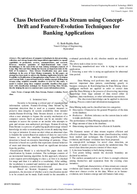 Pdf Class Detection Of Data Stream Using Concept Drift And Feature Evolution Techniques For
