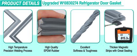 Upgraded W10830274 Refrigerator Door Gasket For Whirlpool