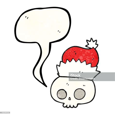 자유형 연설 거품 질감 만화 두개골 크리스마스 모자를 쓰고 귀여운에 대한 스톡 벡터 아트 및 기타 이미지 귀여운 그런지 이미지 기법 기이함 Istock