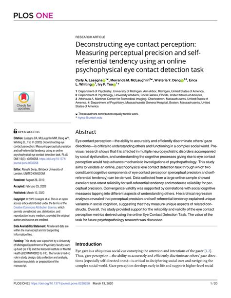 Pdf Deconstructing Eye Contact Perception Measuring Perceptual Precision And Self Referential