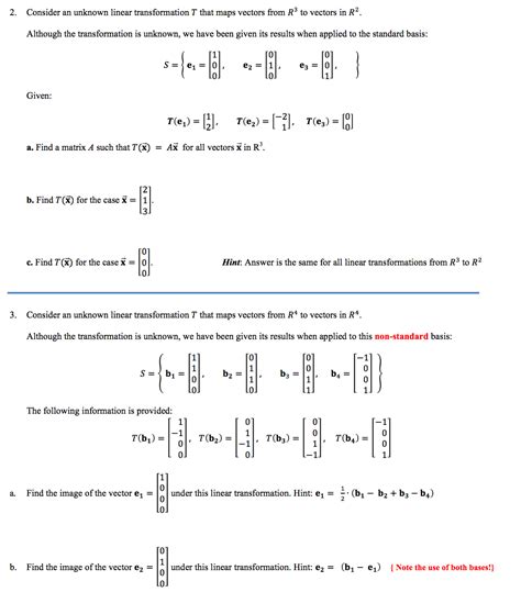 Solved For Each Matrix A Define The Linear Transformation