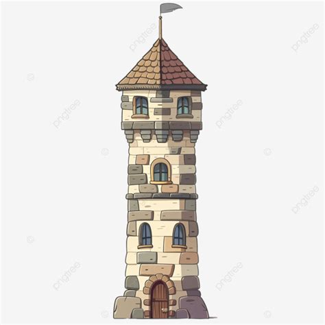 Flat Color Of A Cartoon Old Castle Tower Flat Design Color Colour