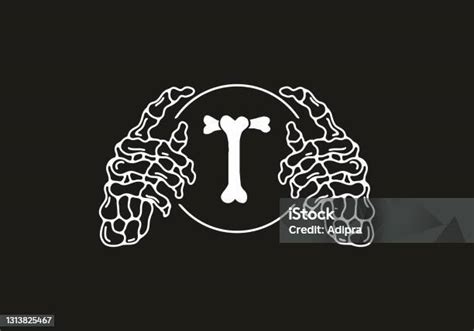 Warna Hitam Putih Dari Kerangka T Huruf Awal Dengan Desain Tangan
