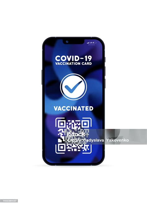 코비드 19 예방 접종 카드 아이콘입니다 전화 화면에 온라인 서비스가 표시됩니다 백신 여권 벡터 Eps 10 흰색 배경에 격리 0명에 대한 스톡 벡터 아트 및 기타 이미지