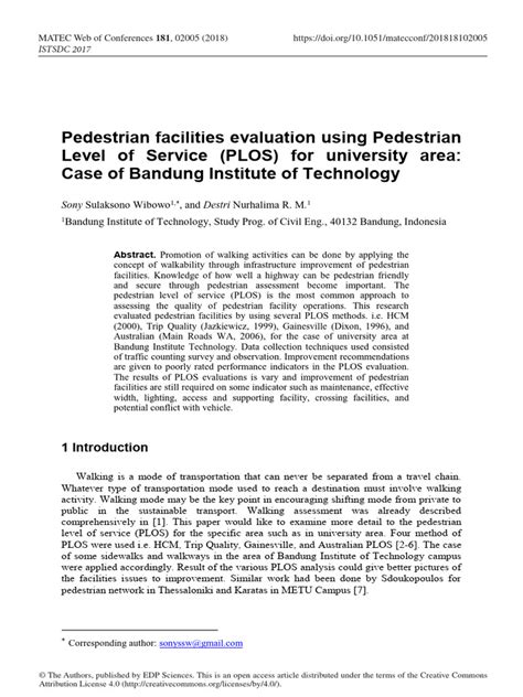 Pedestrian Facilities Evaluation Using Pedestrian Pdf Pedestrian