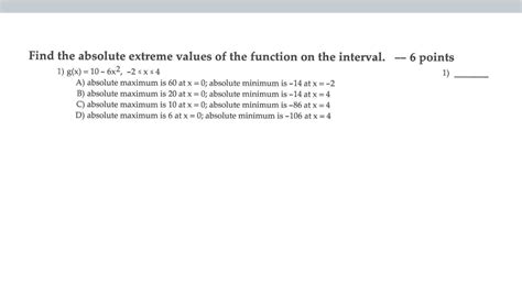 Solved Find The Absolute Extreme Values Of The Function On