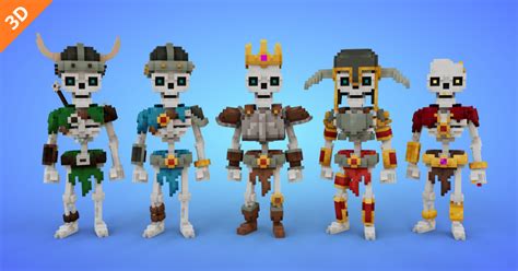 Voxel Skeletons Characters Pack 3d Lowpoly Models Characters
