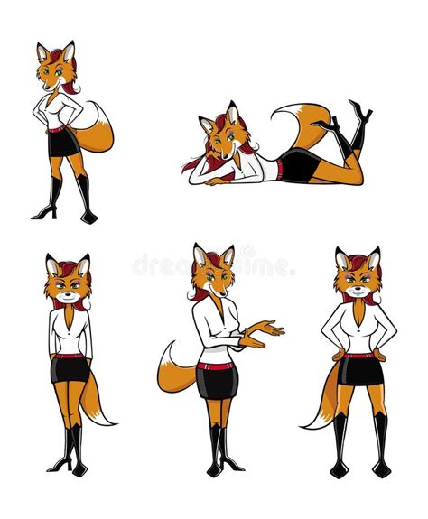 Fox Poses Stock Vector Illustration Of Outline Seductive 21772643