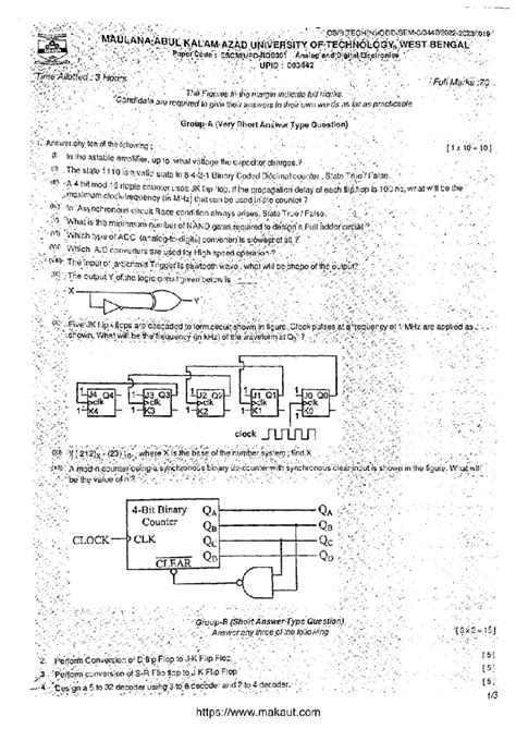 Btech Esc 3 Sem Analog And Digital Electronics Maulana Abul Kalam