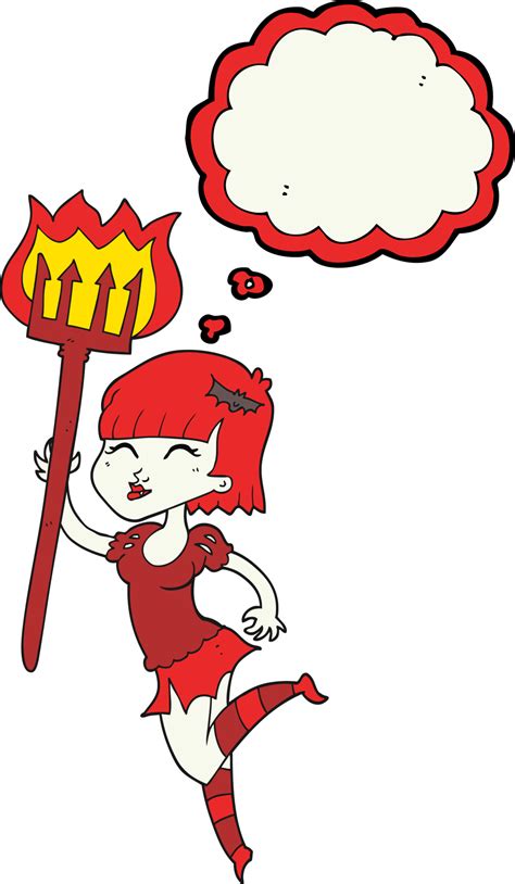 Mano Dibujado Pensamiento Burbuja Dibujos Animados Diablo Niña 45153708 Png