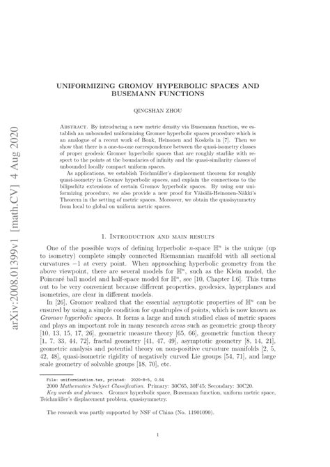 Pdf Uniformizing Gromov Hyperbolic Spaces And Busemann Functions