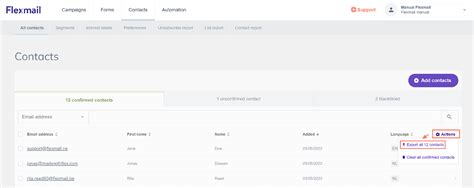 manage your contacts flexmail manual