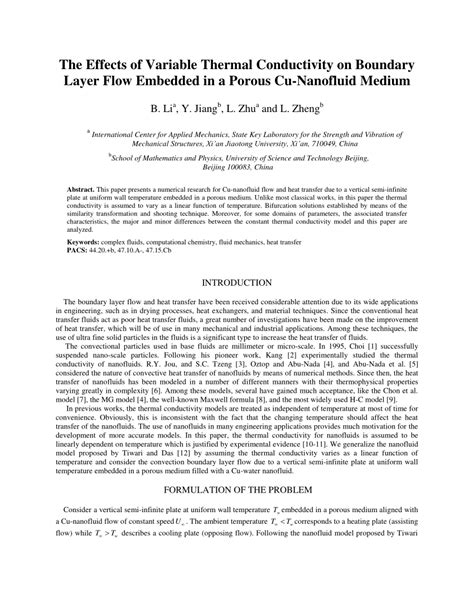 Pdf The Effects Of Variable Thermal Conductivity On Boundary Layer