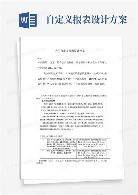 自定义报表设计方案word模板下载编号lpzkwxxp熊猫办公