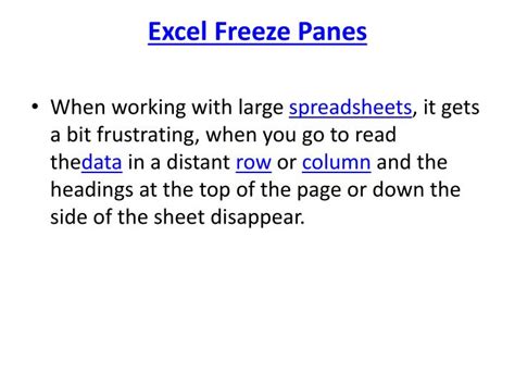 PPT Excel Freeze Panes PowerPoint Presentation Free Download ID 2674330