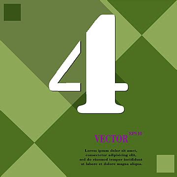 Flat Modern Number 4 Icon With Text Space Vector Button Geometric Symbol PNG And Vector With