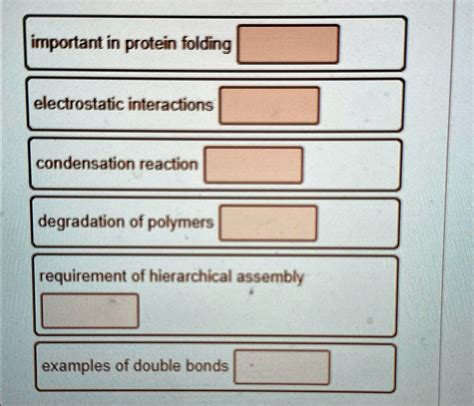 Solved Important In Protein Folding Electrostatic Interactions Condensation Reaction