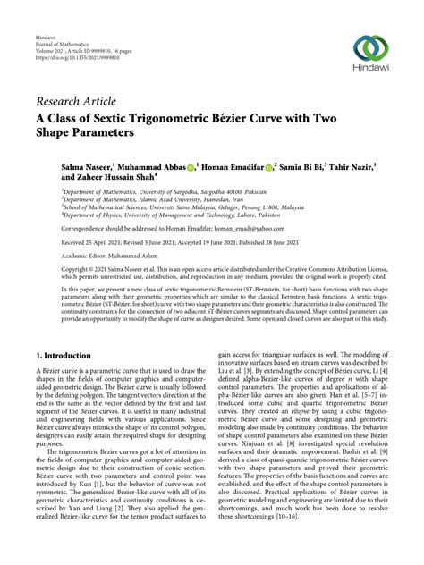 Pdf A Class Of Sextic Trigonometric Bézier Curve With Two Shape Parameters