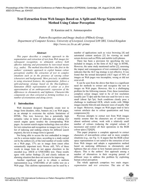 Pdf Text Extraction From Web Images Based On A Split And Merge