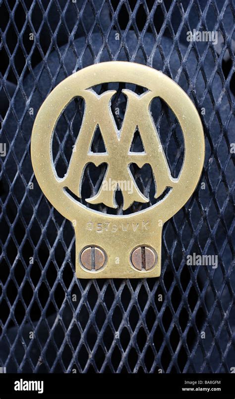 Vintage Brass Aa Automobile Association Badge Logo On The Front Grill