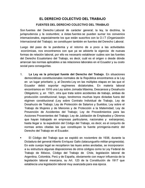 El Derecho Colectivo Del Trabajo El Derecho Colectivo Del Trabajo