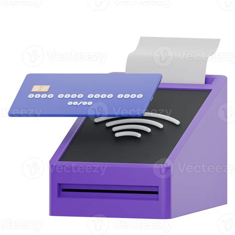 3d Illustration Of Digital Payment Terminal With Contactless Card 53539378 Png