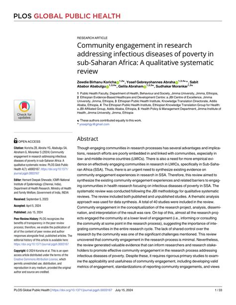 Pdf Community Engagement In Research Addressing Infectious Diseases