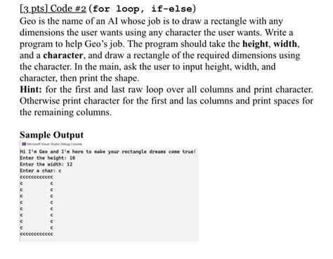 Solved 3pts Code 2 For Loop If Else Geo Is The Name