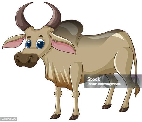 큰 눈과 눈에 띄는 뿔을 가진 만화 버팔로의 장난기 넘치는 벡터 그림 부드러운 색상과 부드러운 음영이 특징입니다 가축에 대한 스톡 벡터 아트 및 기타 이미지 Istock