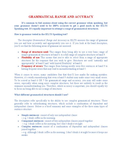 Grammatical Range And Accuracy Download Free Pdf International