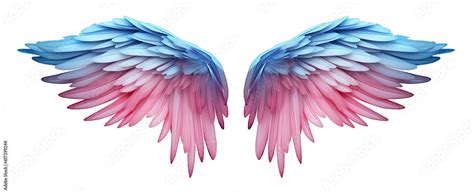 Beautiful Realistic Symmetrical Angel Wings Pink Blue Pastel Gradient