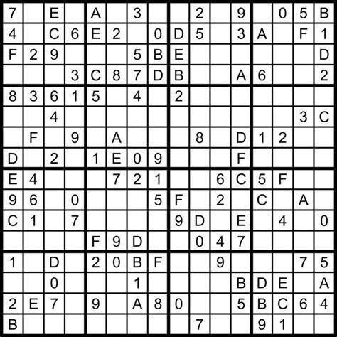 Hexadoku Sudoku 16x16 16x16 Sudoku Sudoku Print Mega Sudoku