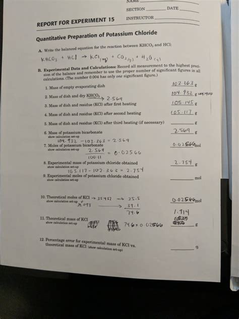Solved SECTION DATE REPORT FOR EXPERIMENT INSTRUCTOR Chegg