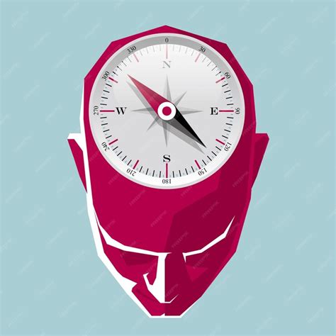 Premium Vector Compass Installed In The Brain Isolated On Blue Background