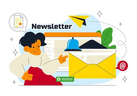 Email Newsletter Vector Illustration Featuring An Envelope Electronic