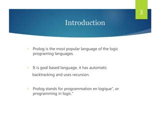 Introduction To Prolog PPT