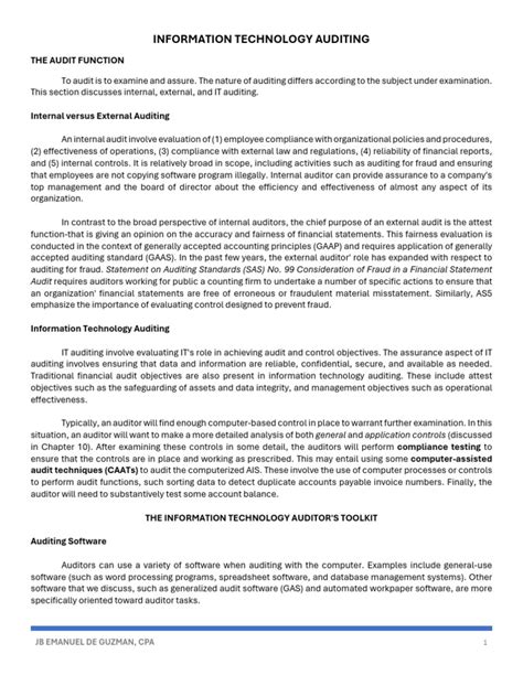 Information Technology Auditing Chapter 12 Pdf Audit Internal Audit