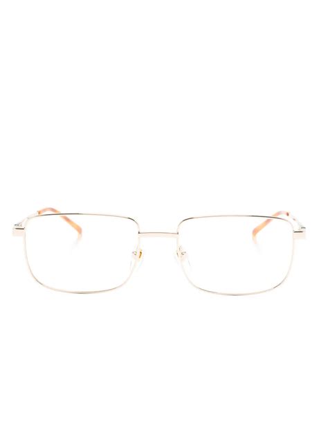 Gucci Eyewear Rectangle Frame Glasses Gold Farfetch