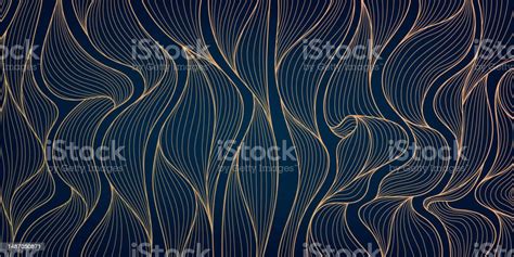 벡터 추상 럭셔리 황금 벽지 물결 모양의 라인 아트 배경 동적 리본 인테리어 디자인 섬유 패턴 질감 포스터 패키지 포장지 선물 등을위한 라인 디자인 일본식 1920년에 대한