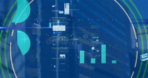 Digital Hud Displaying Floating Bar Charts Line Graphs And Numeric Readouts Inside Curved Frame