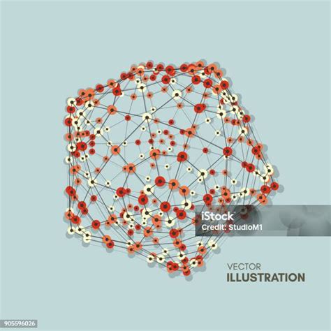 선 및 점 와이어 프레임 개체입니다 3 차원 연결 구조를 추상화 합니다 디자인에 대 한 기하학적 모양입니다 벡터 일러스트입니다 0명에 대한 스톡 벡터 아트 및 기타 이미지